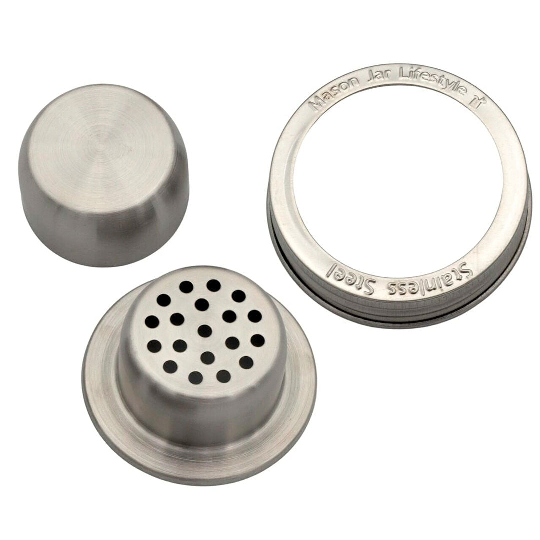 Mason Jar Shaker Cocktail Shaker Lid with Stainless Steel Band (Regula ...
